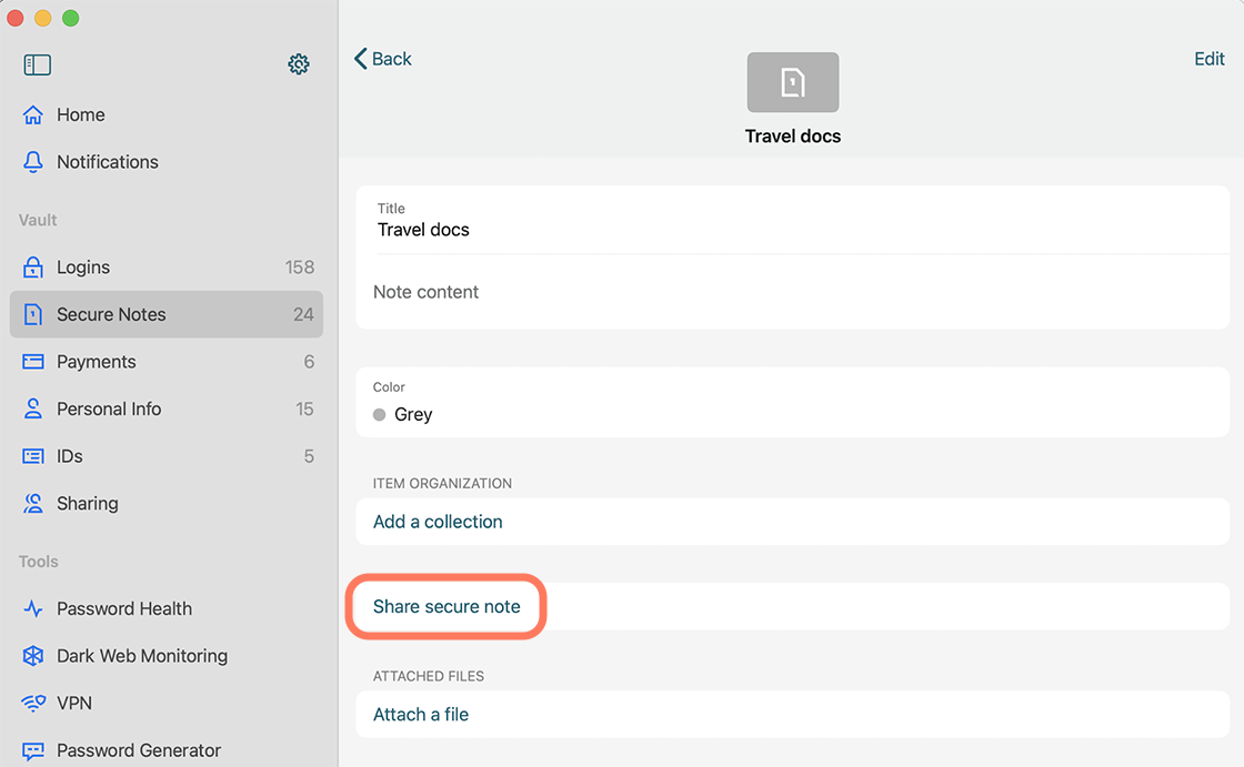 Share your saved items in Dashlane – Dashlane
