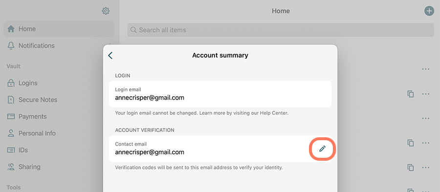 Change the email address I use to log in to Dashlane – Dashlane