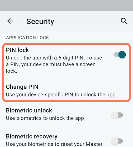 Open the Android app with your fingerprint or PIN code – Dashlane