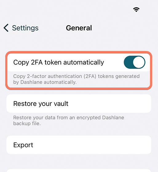 Autofill 2FA tokens – Dashlane