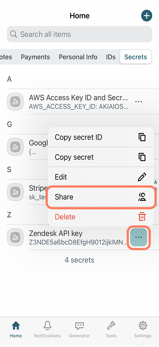 Add and manage secrets in Dashlane – Dashlane