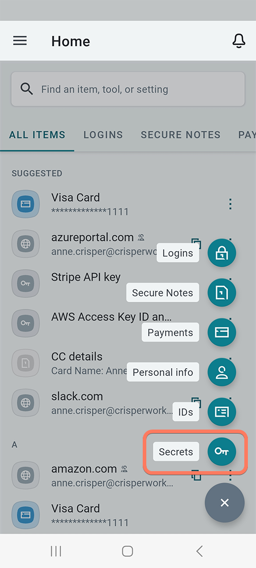 Add and manage secrets in Dashlane – Dashlane