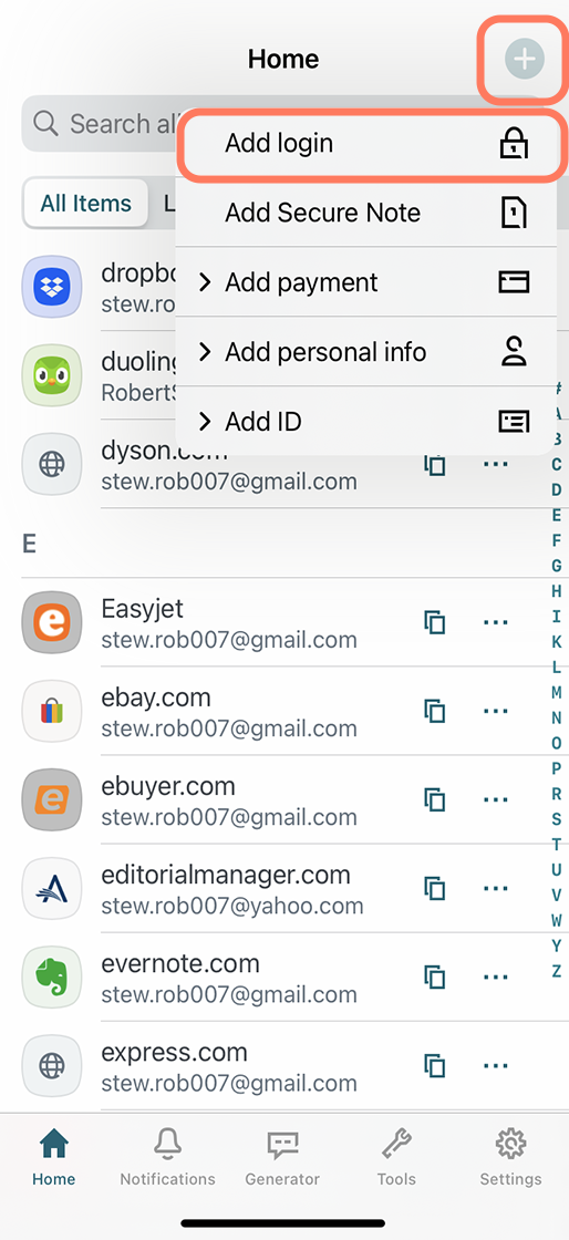 Add logins directly in the Dashlane app – Dashlane