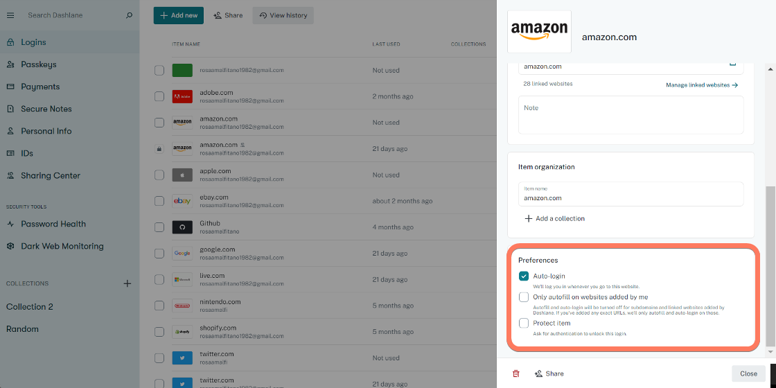 Edit and delete logins in Dashlane – Dashlane