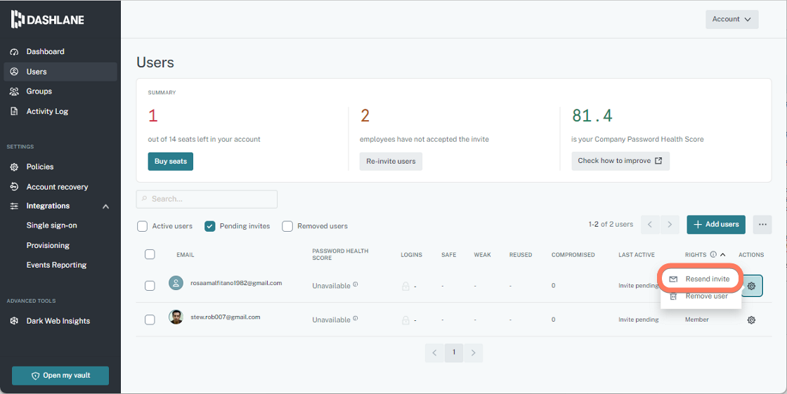 Add and invite people to your professional plan – Dashlane