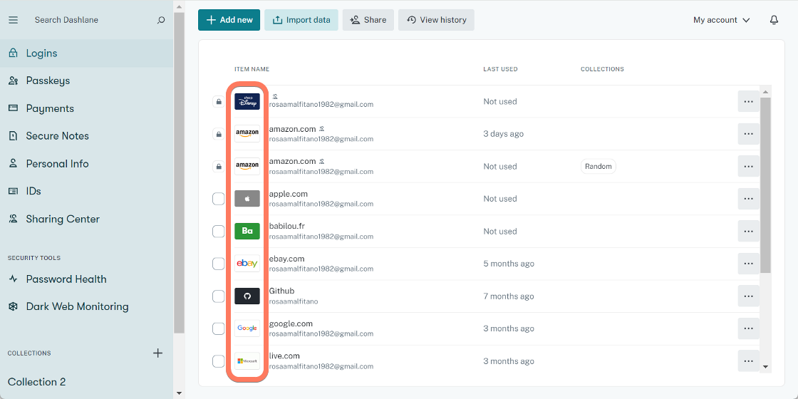 Hide the icons in your Dashlane login list – Dashlane