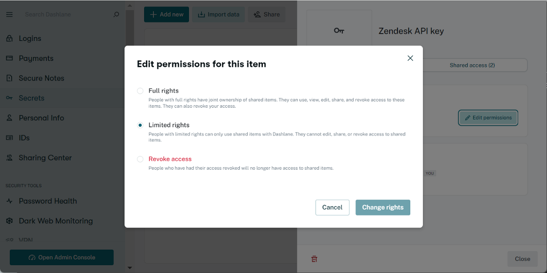 Add and manage secrets in Dashlane – Dashlane