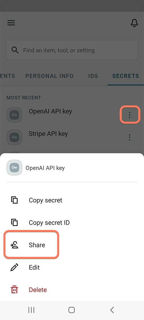 Add and manage secrets in Dashlane – Dashlane