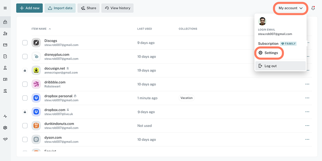Use your Friends & Family Dashboard – Dashlane