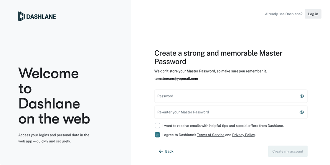 Change your Master Password – Dashlane