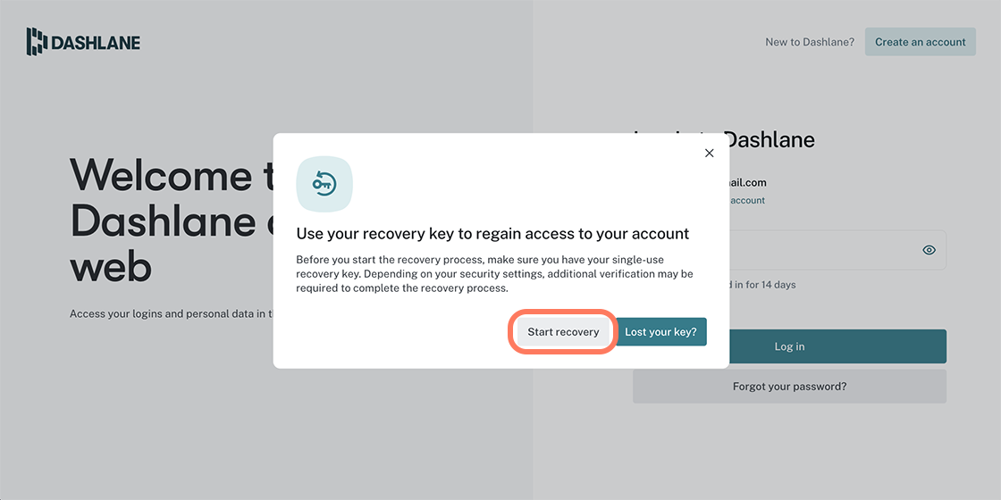Configurar y usar la clave de recuperación de cuenta de Dashlane – Dashlane