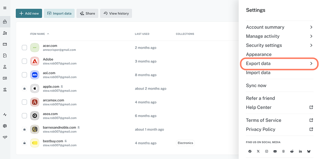 Export your Dashlane data – Dashlane