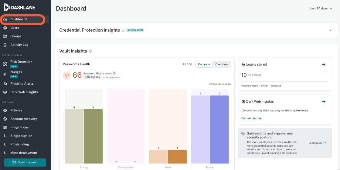 Administrar el Análisis de contraseñas de su plan profesional – Dashlane