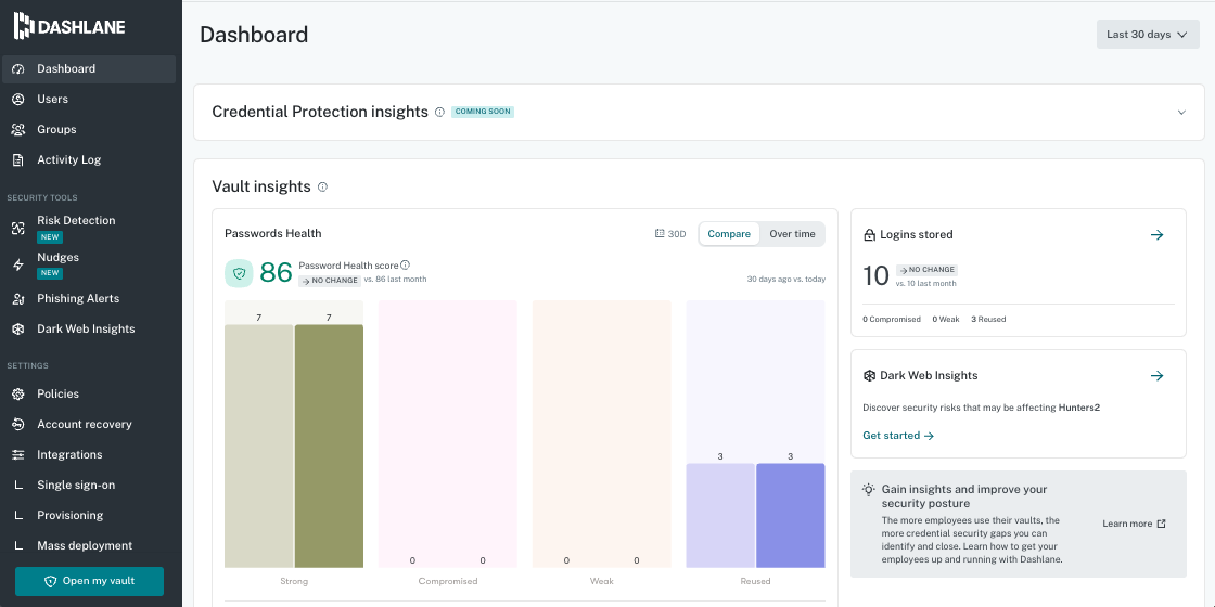 Track professional plan activity – Dashlane