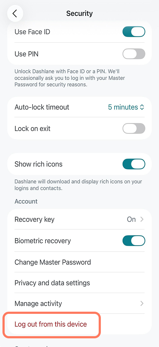 Log out of Dashlane – Dashlane