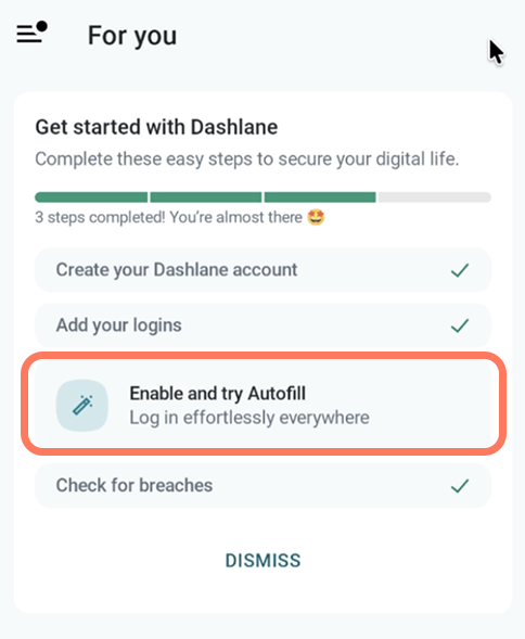 Get started with the "For you" tab – Dashlane