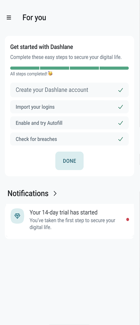 Get started with the "For you" tab – Dashlane